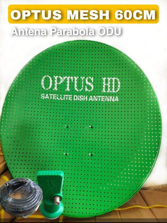 Antena parabola ODU mesh lobang hijau OPTUS 60 CM + lnb & kabel ...
