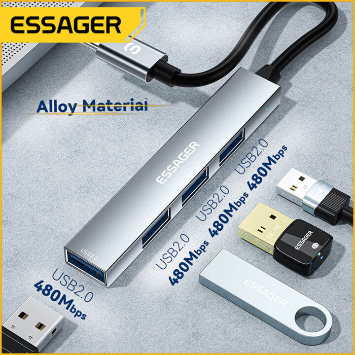 Essager kabel USB C 4 in 1, USB Hub 2.0 Splitter kecepatan tinggi Tipe ...