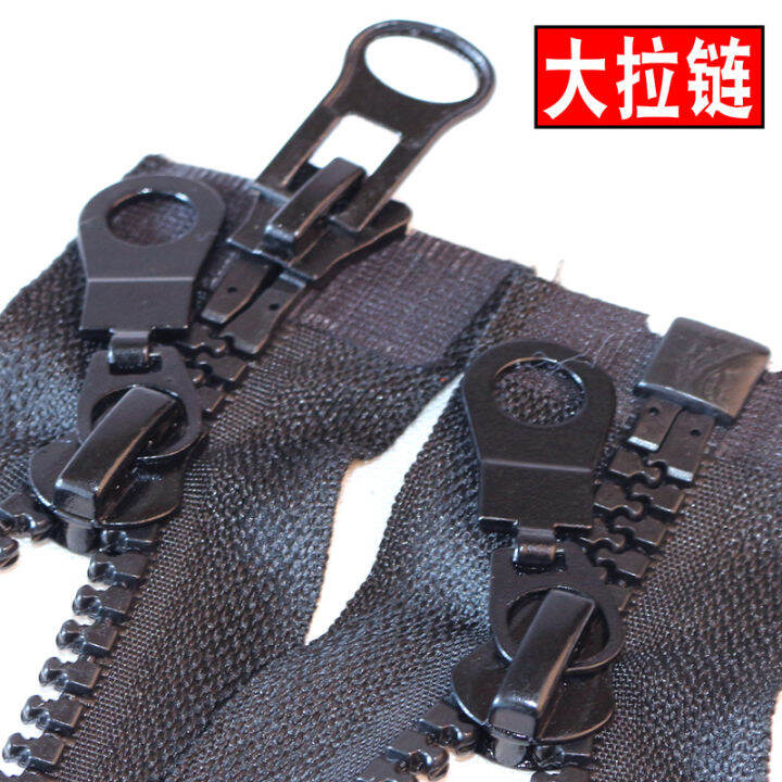 No. 8 Resin Zipper Double-Headed Two-Way Double Open Tail down Jacket Zipper Thick Tooth Black ...