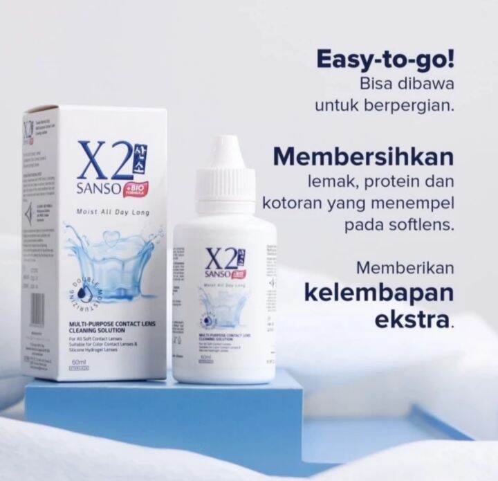 X2 Sanso Bio Air Softlens Kemasan Mini 60ml Untuk Cuci Rendam Soflen Kontak Lens | Lazada Indonesia