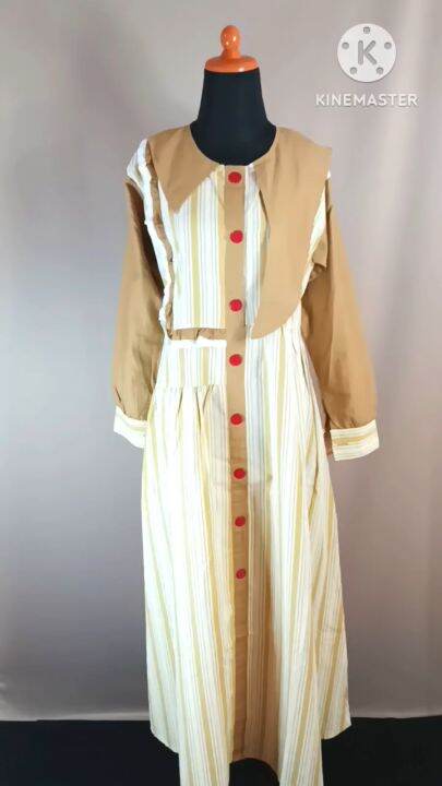 Gamis Garis Lurik Warna LD 100 PB 132 BUSUI & WUDHU Friendly | Lazada ...