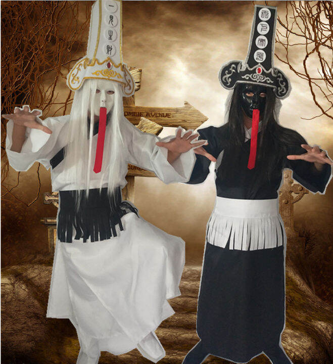 Halloween Ghost Clothes Black and White Fickle Cos Clothing Horror ...