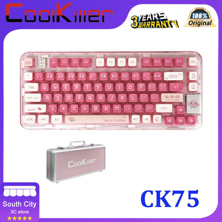CoolKiller CK75 full of peach gas transparent pink mechanical keyboard ...