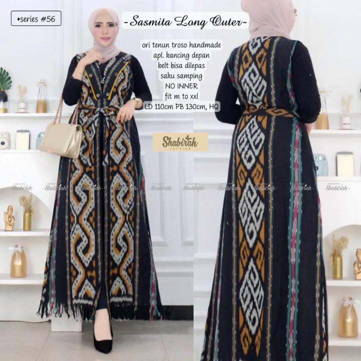 LONG OUTER ROMPI BATIK ETNIK ASLI SOLO TANPA LENGAN NO INNER ORI TENUN ...