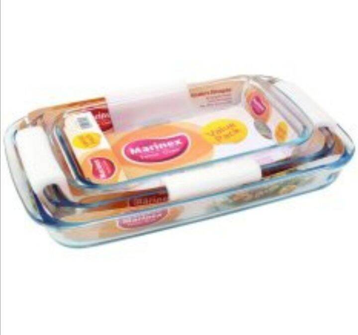Marinex 3pcs Rectangular Baking Dish Microwavable Oven Safe Made in ...