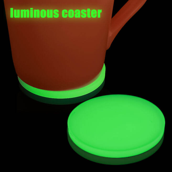 2Pcs Luminous รถถ้วยน้ำ Coaster ผู้ถือเรืองแสงซิลิกาเจลเบาะ Pad เรือง ...