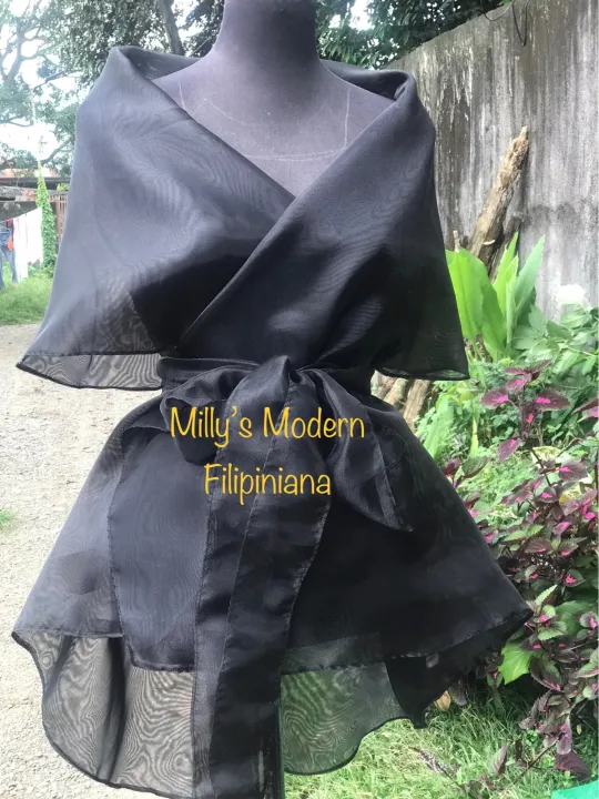 Millys Modern Filipiniana wrap around / Black /Plain | Lazada PH