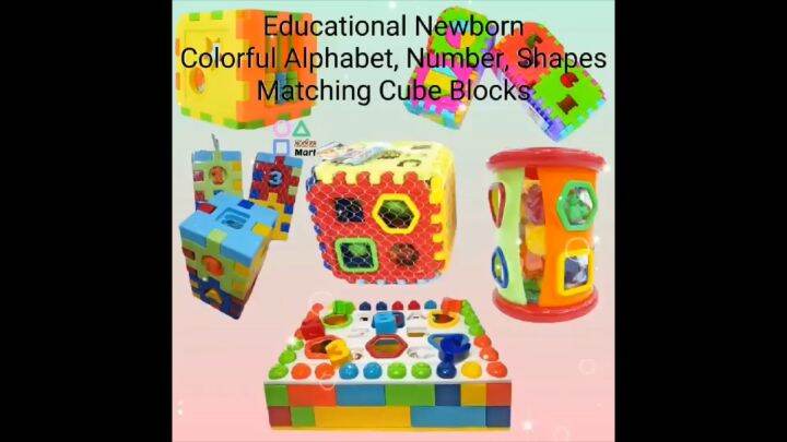 Educational Newborn Colorful Alphabet, Number, Shapes Matching Cube ...