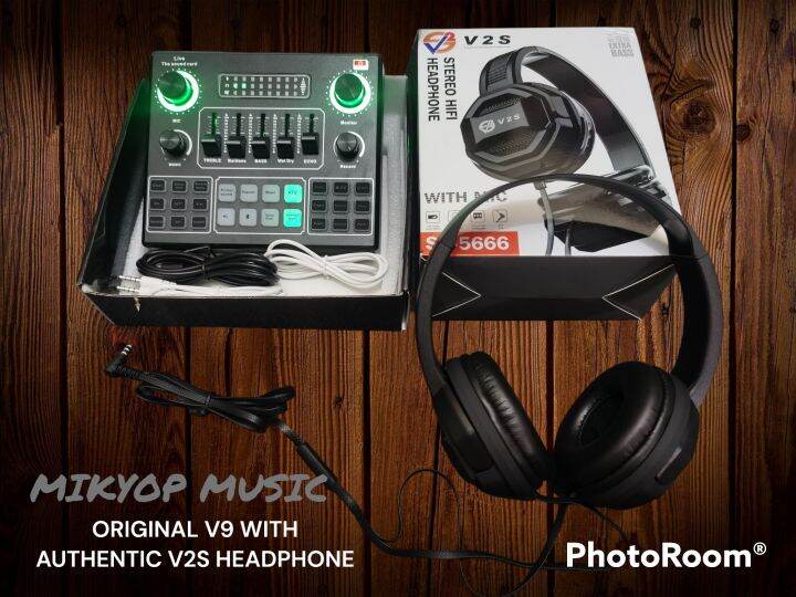 Original V9 Sound card With Authentic V2S SE-5666 Monitoring Headphone ...