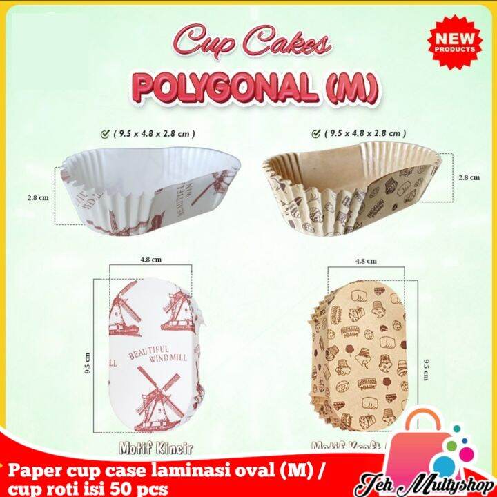 Paper cup case laminasi (M) oval / cup roti 9,5 x 4,8 cm isi 50 pcs ...