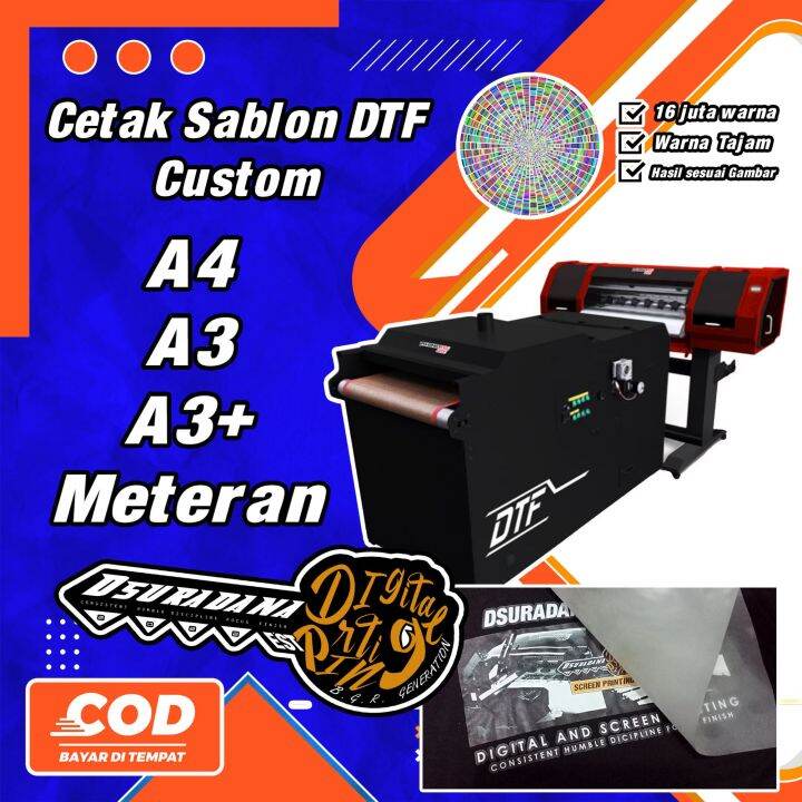 JASA PRINT SABLON DTF A4 A3+ METERAN FULL COLOR TINGGAL PRESS | Lazada Indonesia