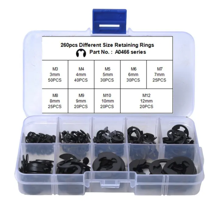 Carbon Spring Steel E-clip Snap Ring Assortment Circlip Retaining Ring Kit | Lazada Indonesia