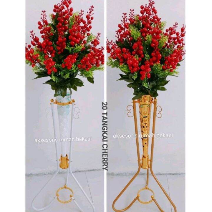 RANGKAIAN POHON CHERRY ARTIFICIAL BUNGA PLASTIK 20 TANGKAI DENGAN POT ...