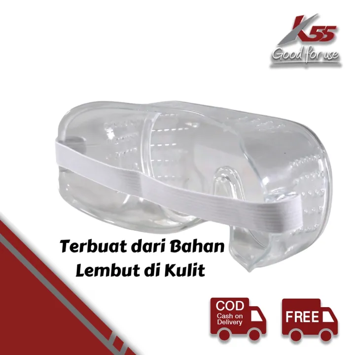K55 Kacamata Pelindung Mata Tali Karet Bening Kaca Mata Safety Gerinda ...