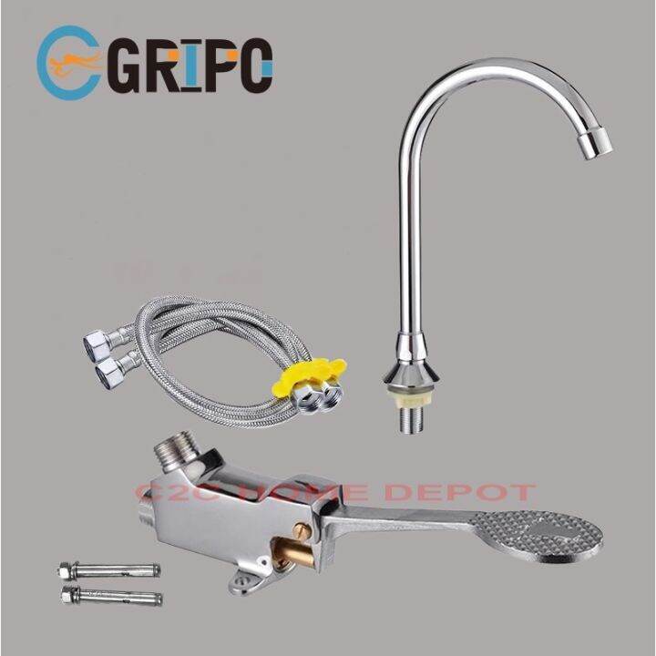 GRIPO High End stainless Full Set Hands-Free Foot Pedal Faucet hospital ...