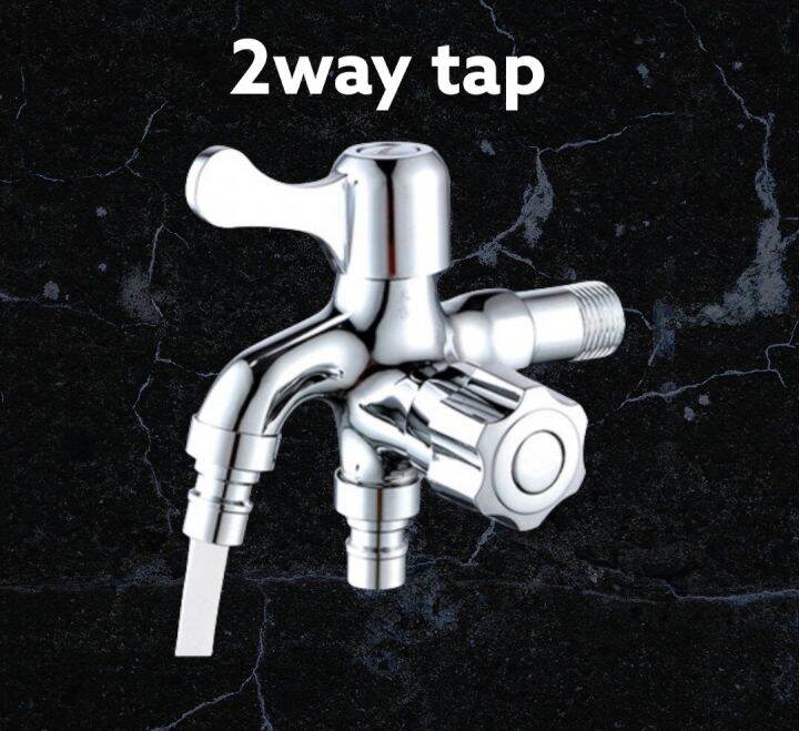 two way double wall faucet water sink tap bathroom#两通双壁龙头水槽水龙头浴室 | Lazada