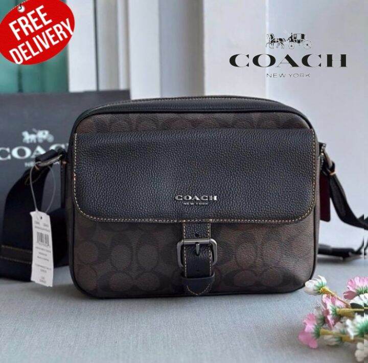 กระเป๋าสะพายผู้ชาย COACH CB846 HUDSON CROSSBODY IN SIGNATURE CANVAS ...