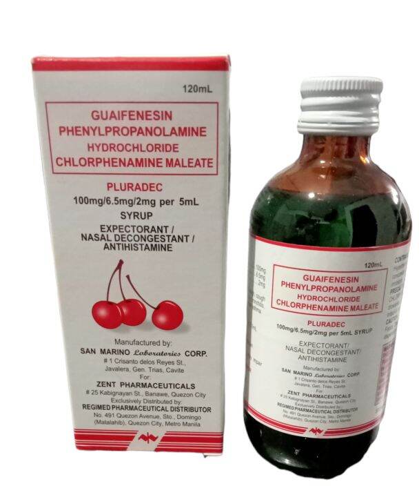 PLURADEC 120ml Syrup Guaifenesin Expectorant/Nasal Decongestant | Lazada PH