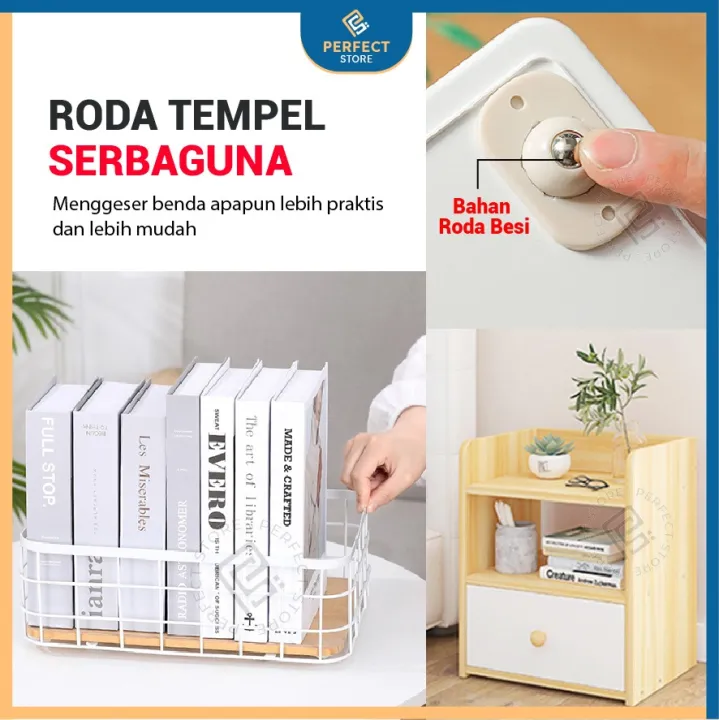 Roda Tempel Mini Universal Kastor Kecil Troly 360 Derajat Stainless Storage Box Ball Transfer ...