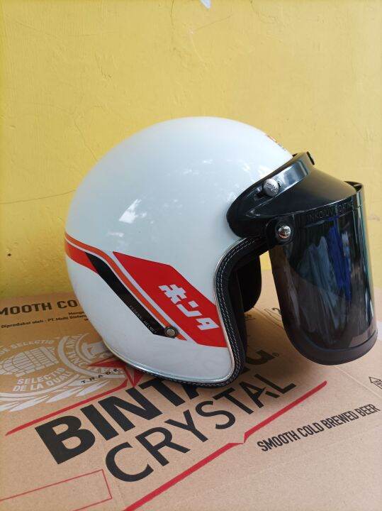 helm honda gank warna putih helm honda retro helm honda jadul | Lazada ...