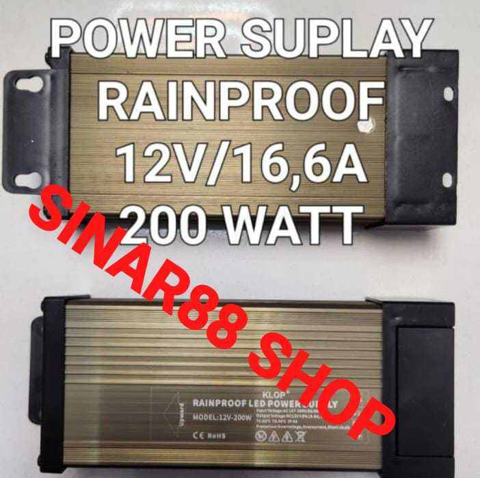 BOX RAINPROOF WATERPROOF OUTDOOR POWER SUPPLY 12v 16.6a 200w TRAFO LED ...