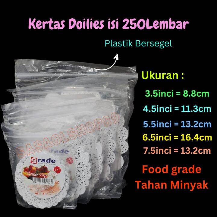(isi 250 lembar) Kertas Doilies Doyle Paper Doyley Kertas alas Kue ...