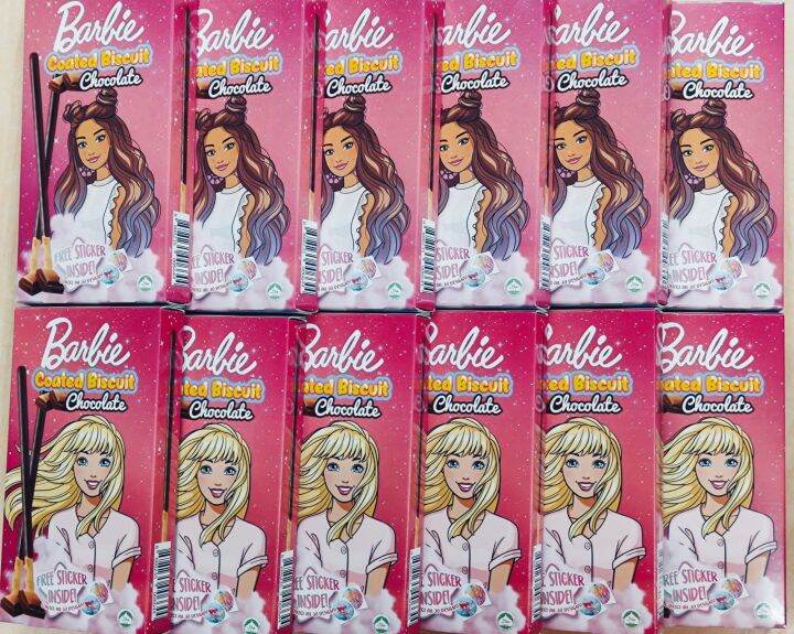 BARBIE COATED CHOCOLATE FLAVOUR BISCUIT STICK 32G X 12 BOXES | Lazada