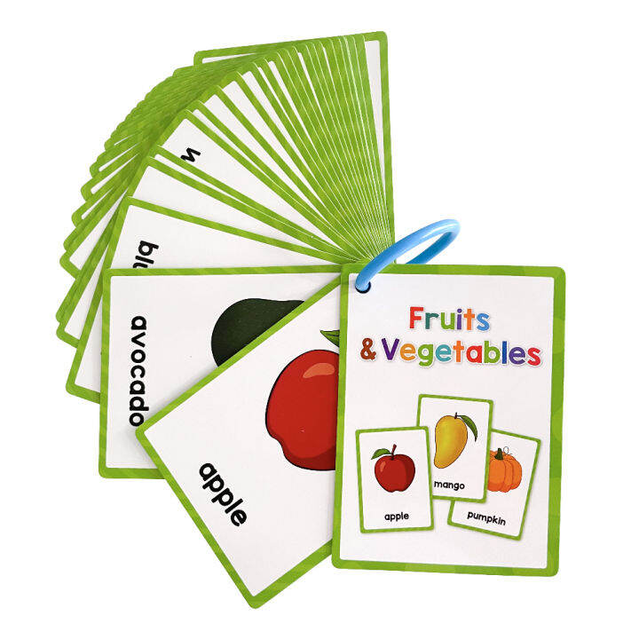 25PCS Fruits Vegetables Flash Cards for Kids Fun Vocabulary English ...