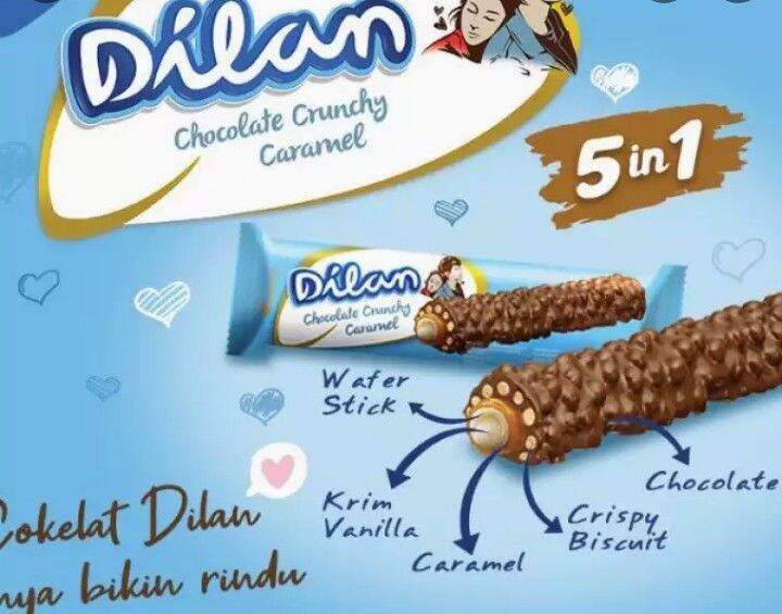 Coklat Dilan , wafer stick caramel crispy biskuit coklat .. 1 dus ...