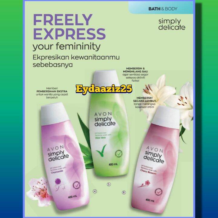 Avon simply delicate feminine wash 400ml.aloe vera chamomile cherry ...