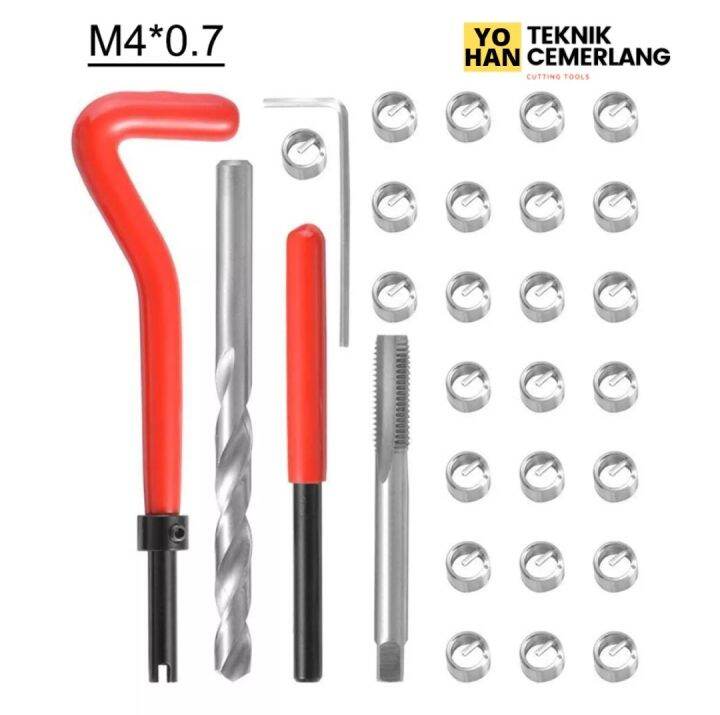 Tap set recoil M4 x 0.7 alat repair drat baut 6 slek helicoil M4 verbos ...