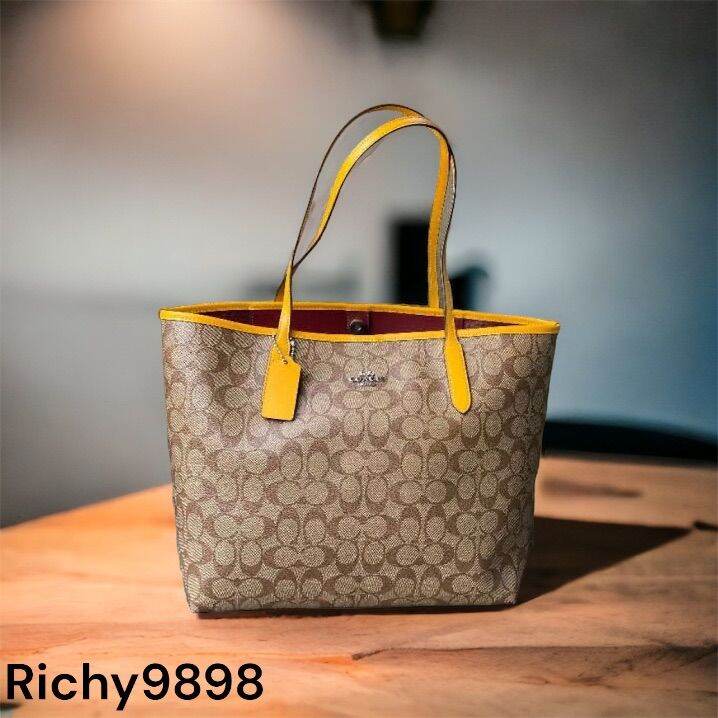 กระเป๋าสะพายไหล่ COACH 5696 CITY TOTE IN SIGNATURE CANVAS | Lazada.co.th