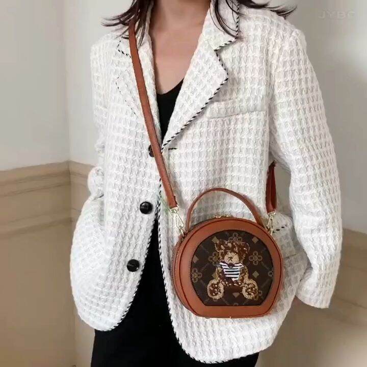 LN Fashion Bear Round Soft Bag Cross Body Bag Shoulder Bags Small Card ...