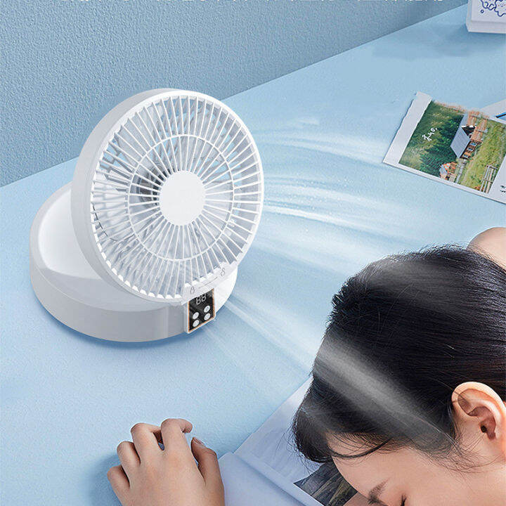 Portable Folding Desk Fan with Remote No Punch Wall Fan with Light USB ...