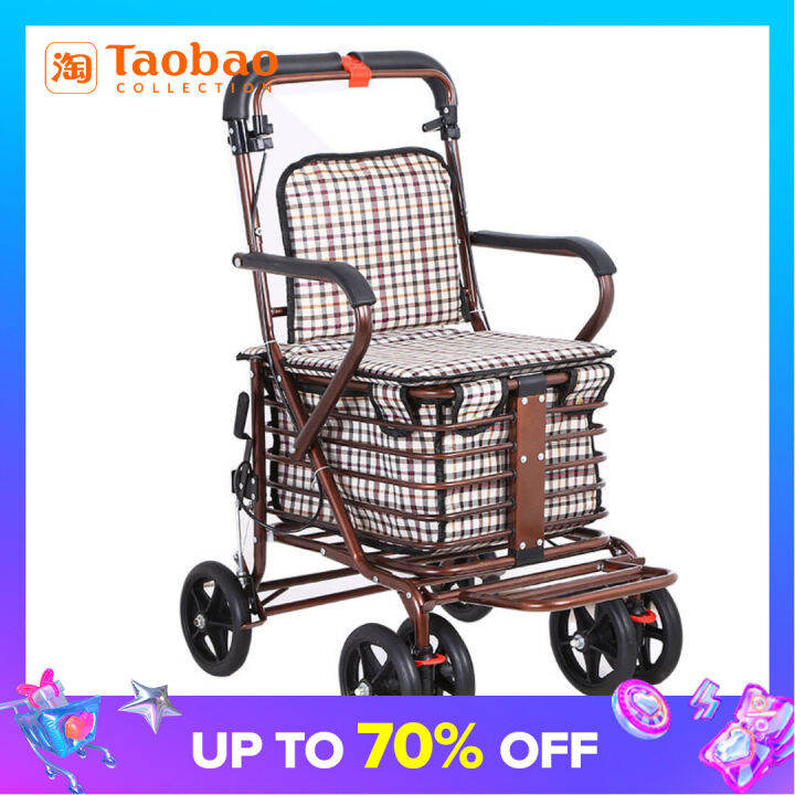 Elderly Shopping Cart Folding Scooter Seat Can Be Pushed and Seated ...