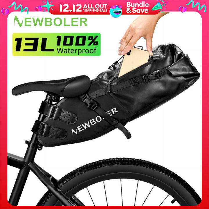NEWBOLER Bike Waterproof Bicycle Saddle Bag Reflective Large Capacity Foldable Tail Rear Bag ...