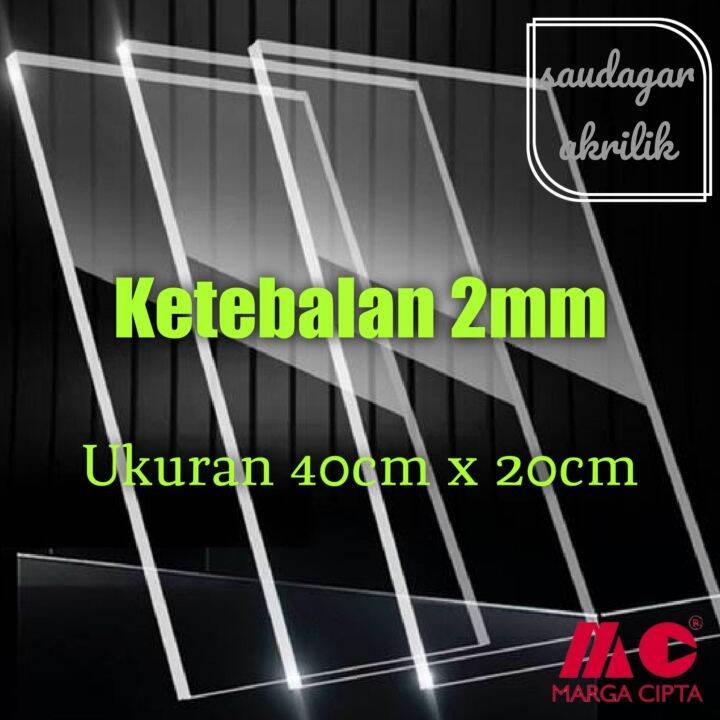 akrilik bening 2mm ukuran 40cm x 20cm marga cipta | Lazada Indonesia
