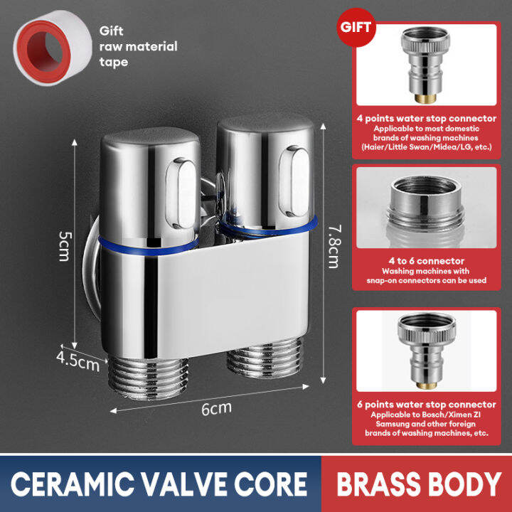 Universal Bathroom Washing Machine Faucet Mini Brass Angle Valve Bidet ...