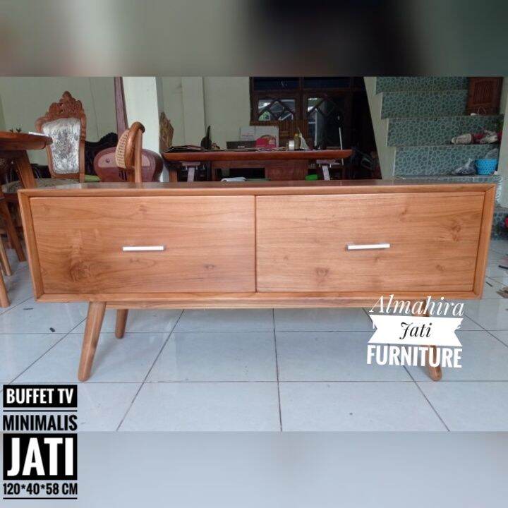 Buffet Meja TV Minimalis Jati 120 cm, Meja TV Jati Murah, Buffet TV ...