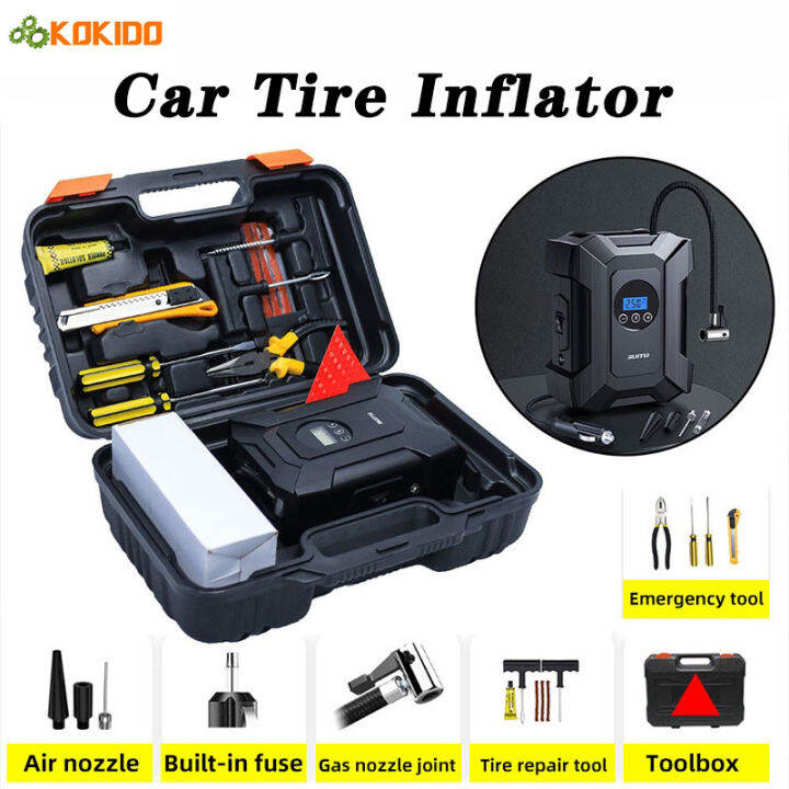 Car Tire Inflator 12V Car Mini AIR Compressor Digital Type Auto Stop ...