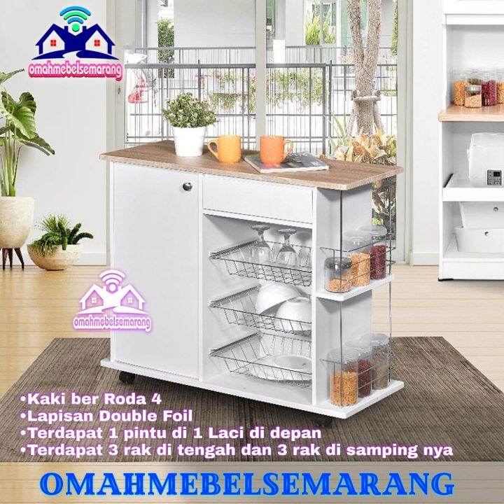 Meja Dapur Rak Serba Guna MT MONA Island table Kitchen Set Rack ...
