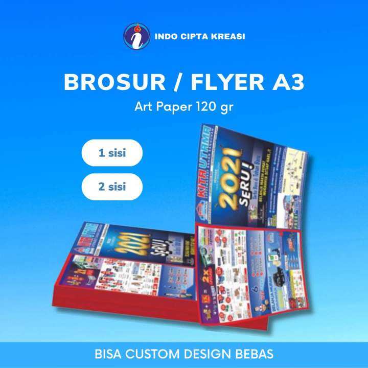 Cetak Brosur Flyer Ukuran A3 | 1 Sisi & 2 Sisi | 2 Rim / 1.000 Lembar ...