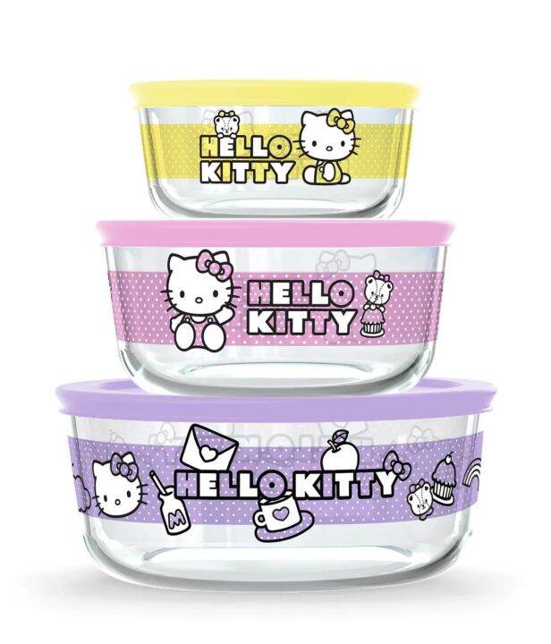 Hello Kitty 6-piece Round Glass Storage Set PYREX | Lazada PH