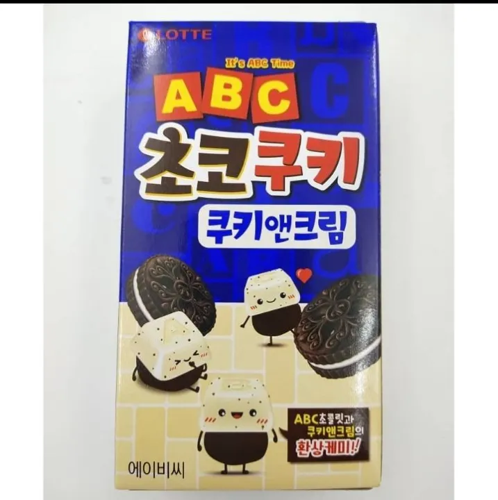 [Korea Lotte 韩国乐天] ABC Chocolate Cookie & Cream ABC巧克力饼干 奶油夹心 43g | Lazada