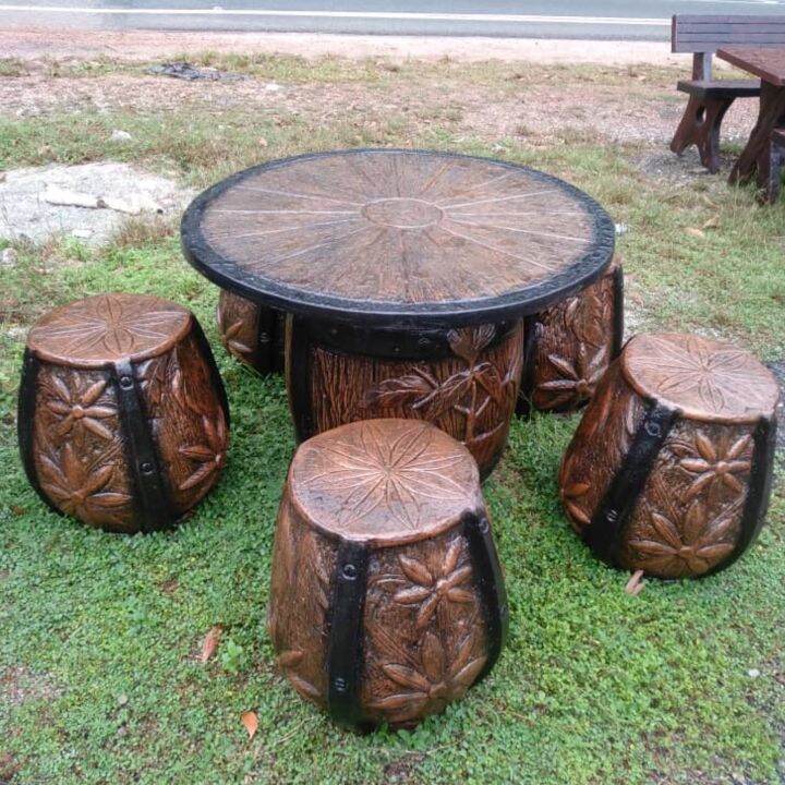 Set Kerusi Meja Batu Flower Style / Kerusi Batu Taman / For Booking ...