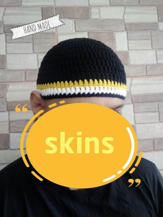Kopiah Kait Black Yellow White Handmade | Lazada