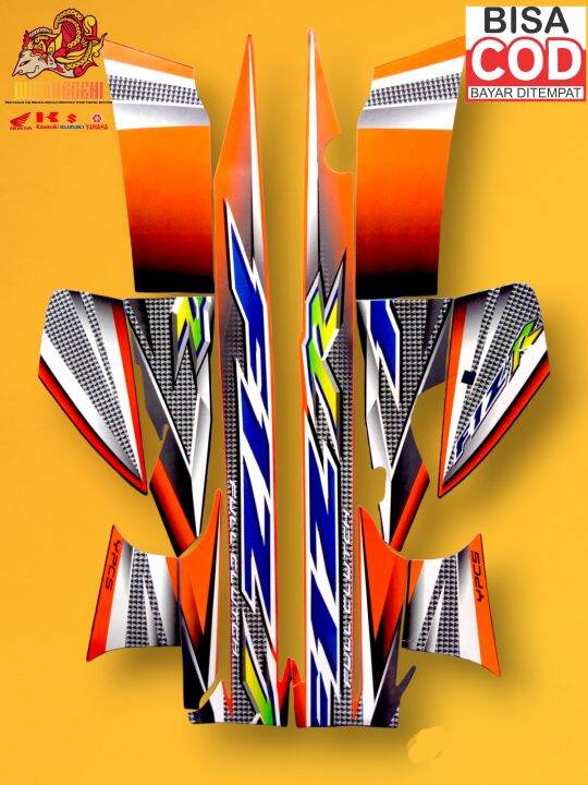 Striping Stiker Lis Les Motor Fis R 2004 Orange Hitam Full Set Motif ...