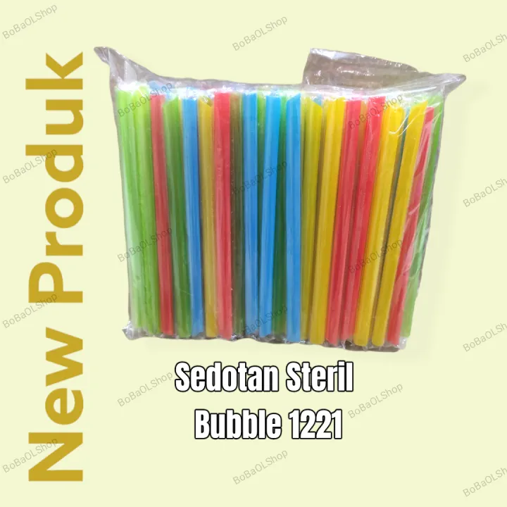 Sedotan Bubble Warna Steril 12mm 21cm / Sedotan BoBa ISI 100Pcs ...