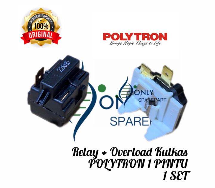 Relay ptc dan overload Kulkas Polytron 1 Pintu Original relay kulkas ...