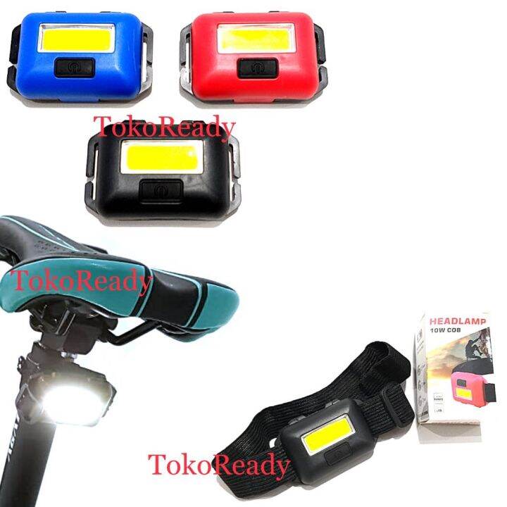 Lampu Senter LED Kepala sepeda Headlamp head lamp hiking baca Mini COB ...